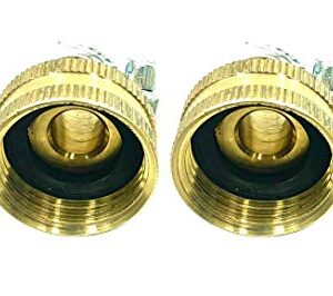 BRUFER 5022H Brass Female Garden Hose Thread Swivel With 1/2" Barb x 3/4"GHT, Includes Stainless Steel Clamps - Pack of 2 Complete Fittings with Clamps