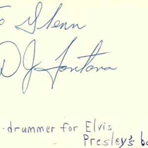 D.J. Fontana Drummer for For ELVIS PRESLEY's Band Music Signed Index Card JSA COA