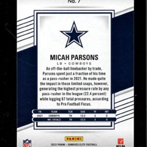 2022 DONRUSS ELITE #7 MICAH PARSONS NMMT COWBOYS