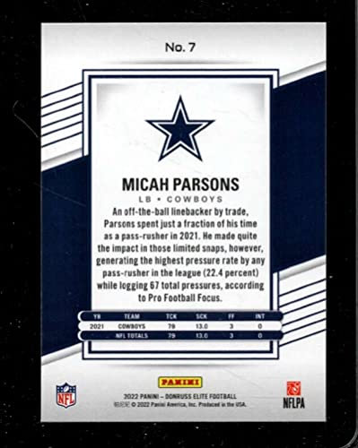 2022 DONRUSS ELITE #7 MICAH PARSONS NMMT COWBOYS