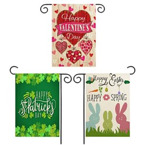 valentine day garden flag st patricks day garden flag easter garden flags 3 pack outdoor decorations for seasonal home yard spring…