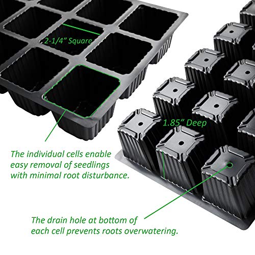 Gardzen 10-Set Garden Propagator Set, Seed Tray Kits with 150-Cell, Seed Starter Tray with Dome and Base 15" x 9" (15-Cell Per Tray)