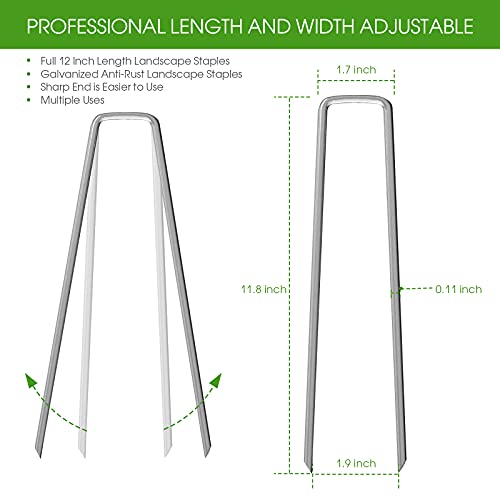 12 Inch Garden Landscape Staples Stakes, 25 Pcs Galvanized Garden Stakes Heavy Duty Metal Ground Stakes for Securing Lawn Fabric