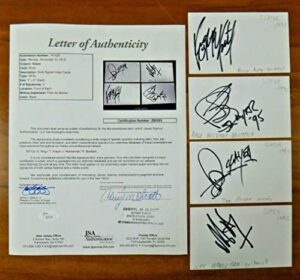 slayer complete metal band signed 3×5 cards all 4 members with full jsa letter