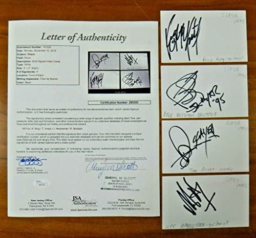 Slayer Complete Metal Band Signed 3x5 Cards All 4 Members with Full JSA Letter