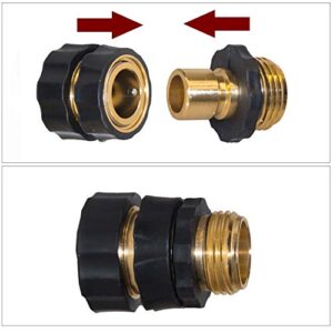 Hourleey Garden Hose Quick Connector, 3/4 Inch Male and Female Garden Hose Fitting Quick Connector, 6 Set