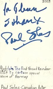 paul soles actor rudolph red nosed reindee autographed signed index card jsa coa