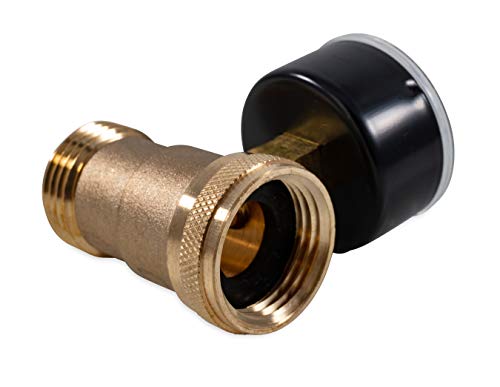 Camco 40070 Brass Water Pressure Gauge - Allows for Easy Monitoring of Your RV or Boat's Water Pressure - Easily Attaches to ¾-inch Garden Hose Threads - 0-100 PSI