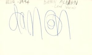 damon albarn lead vocals blur rock band music signed index card jsa coa