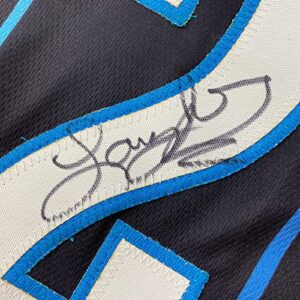 Autographed/Signed Larry Johnson Charlotte Black Basketball Jersey JSA COA