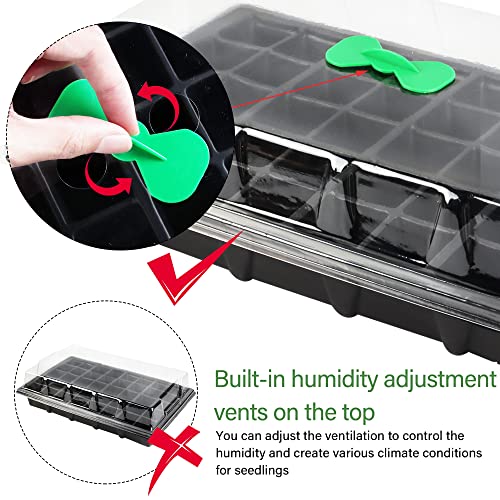 winemana 5 Set Seed Starter Trays with Humidity Dome, 200 Cell Grow Trays Seedlings Plant Staring Trays with Labels, Garden Propagator Set, Mini Greenhouse Germination Kit for Seed Growing