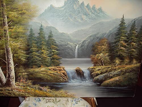 R Boren Gorgeous Original Oil on Canvas Majestic Waterfall Painting