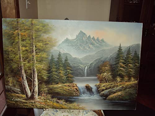 R Boren Gorgeous Original Oil on Canvas Majestic Waterfall Painting