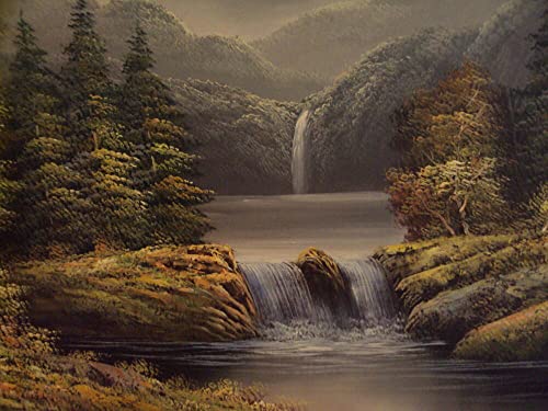 R Boren Gorgeous Original Oil on Canvas Majestic Waterfall Painting