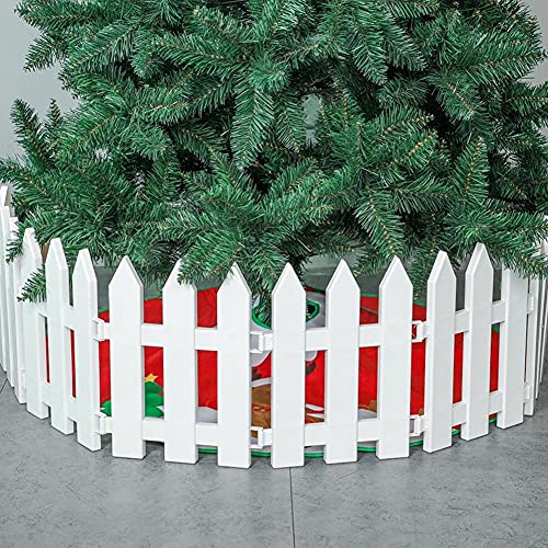 White Christmas Tree Fence 4 pcs 9.8x11.8 Inch Christmas Tree Gate for Dogs Cats Wedding Party Decoration Indoor Garden Border Grass Lawn Edge Fence(39.4 inch Total)