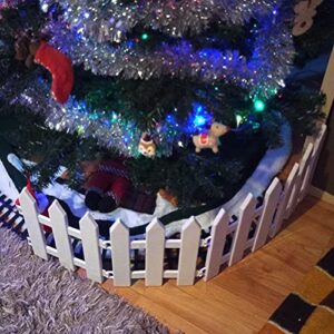 White Christmas Tree Fence 4 pcs 9.8x11.8 Inch Christmas Tree Gate for Dogs Cats Wedding Party Decoration Indoor Garden Border Grass Lawn Edge Fence(39.4 inch Total)