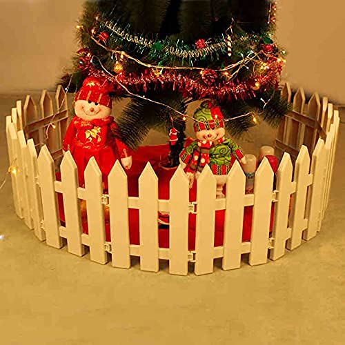 White Christmas Tree Fence 4 pcs 9.8x11.8 Inch Christmas Tree Gate for Dogs Cats Wedding Party Decoration Indoor Garden Border Grass Lawn Edge Fence(39.4 inch Total)