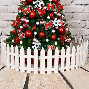 White Christmas Tree Fence 4 pcs 9.8x11.8 Inch Christmas Tree Gate for Dogs Cats Wedding Party Decoration Indoor Garden Border Grass Lawn Edge Fence(39.4 inch Total)