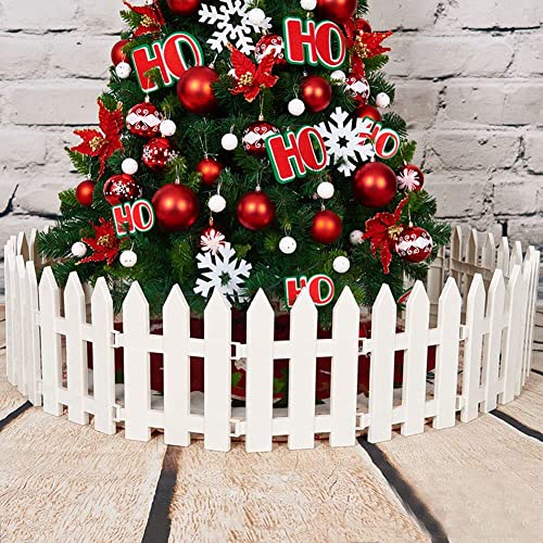 White Christmas Tree Fence 4 pcs 9.8x11.8 Inch Christmas Tree Gate for Dogs Cats Wedding Party Decoration Indoor Garden Border Grass Lawn Edge Fence(39.4 inch Total)