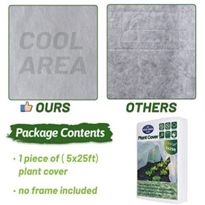 Cool Area Plant Covers Freeze Protection 5 ft x 25 ft 1.0oz Frost Blankets for Outdoor Plants Garden Cover Reusable Floating Row Cover Vegetables Frost Protection in Winter