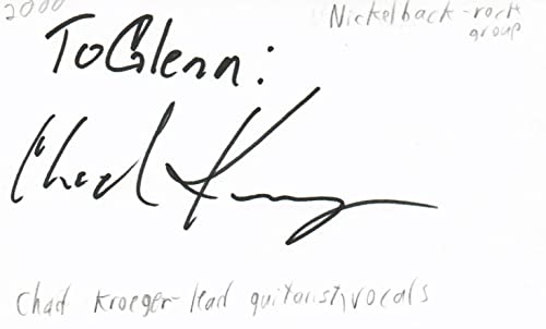 Chad Kroeger Lead Guitarist Nickelback Rock Band Music Signed Index Card JSA COA