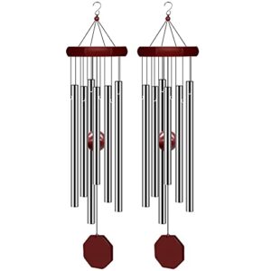 2 pack pgzsy memorial wind chimes outdoor large deep tone, wind chime outdoor sympathy wind-chime personalized with 6 tuned tubes, elegant chime for garden patio balcony and home