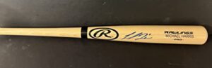 michael harris atlanta braves autographed signed blonde baseball bat beckett witness hologram