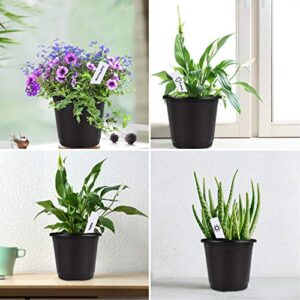 75 Pcs 0.5 Gallon Black Plastic Plant Nursery Garden Pots 6 Inches Seed Starting Pots Containers with 100 Labels