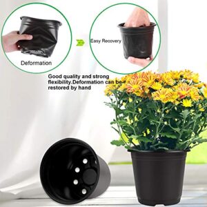 75 Pcs 0.5 Gallon Black Plastic Plant Nursery Garden Pots 6 Inches Seed Starting Pots Containers with 100 Labels