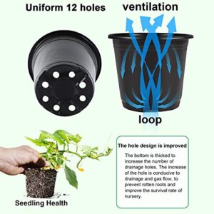 75 Pcs 0.5 Gallon Black Plastic Plant Nursery Garden Pots 6 Inches Seed Starting Pots Containers with 100 Labels