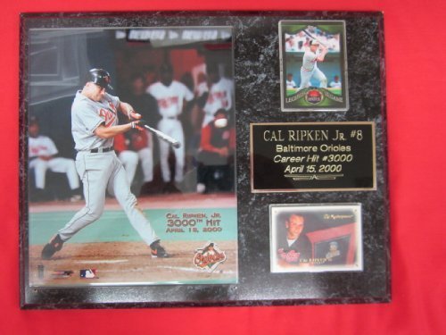 Cal Ripken Jr Orioles 2 Card Collector Plaque w/8x10 3000th Career Hit Photo