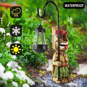 MIBUNG Upgraded Tiki Decor Garden Statue, Large Tiki Figurine with Solar Lantern Lights, Hawaiian Tropical Tiki Man Warrior, Tiki Dude, Tiki Torch, Outdoor Patio Yard Lawn Bar Party Beach Decoration