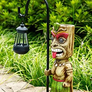 MIBUNG Upgraded Tiki Decor Garden Statue, Large Tiki Figurine with Solar Lantern Lights, Hawaiian Tropical Tiki Man Warrior, Tiki Dude, Tiki Torch, Outdoor Patio Yard Lawn Bar Party Beach Decoration