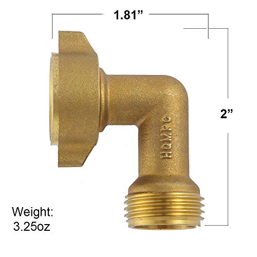 HQMPC Garden Hose Elbow Connector 90 Degree Brass Hose Elbow (2Pcs)+ Extra 4 Pressure Washers