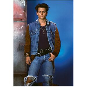 johnny depp 8×10 photo 21 jump street jean vest & torn blue jeans kn