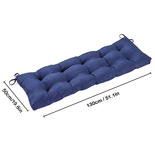 Indoor/Outdoor Bench Cushion Cotton Garden Furniture Loveseat Cushion, 51.2"x19.7" Patio Wicker Seat Cushions for Lounger Garden Furniture Patio Lounger Bench (Navy Blue)