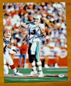 dan marino dolphins signed 11×14 football photo psa/dna sticker no card