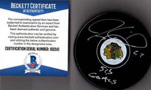 bas-beckett jeremy roenick”513 goals” autographed signed chicago blackhawks licensed puck