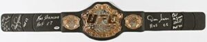 royce gracie ken shamrock mark coleman chuck liddell signed ufc toy belt psa/dna – autographed ufc miscellaneous products