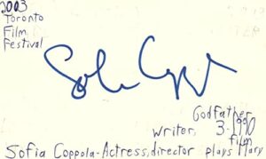 sofia coppola actress director godfather 3 autographed signed index card jsa coa