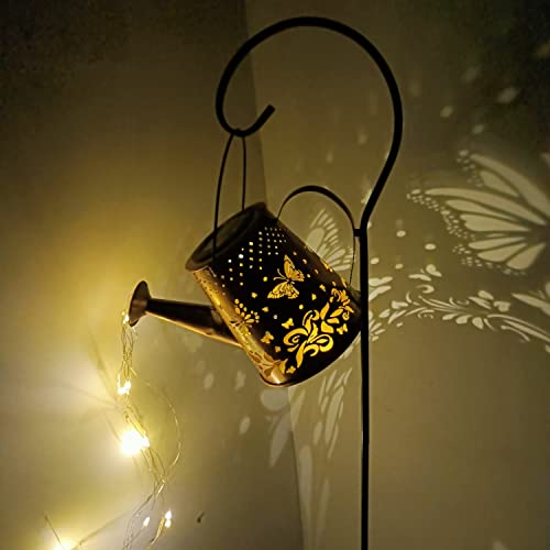 Solar Garden LED Light, Hollow Butterfly Watering Can Lights Outdoor Decoration, Garden Stake Light for Pathway Yard Lawn Patio Landscape Decor