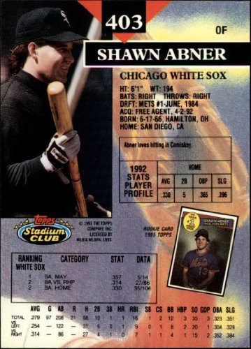 1993 Topps Stadium Club Baseball Card #403 Shawn Abner