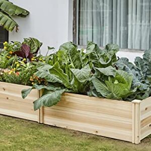 AMERLIFE 15 Inch Deep Wooden Raised Garden Planter 8x4FT Extra Large Raised Garden Bed Planter Box Garden Planters for Deep-Rooted Plants Outdoors Patio Backyard