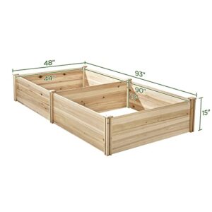 AMERLIFE 15 Inch Deep Wooden Raised Garden Planter 8x4FT Extra Large Raised Garden Bed Planter Box Garden Planters for Deep-Rooted Plants Outdoors Patio Backyard