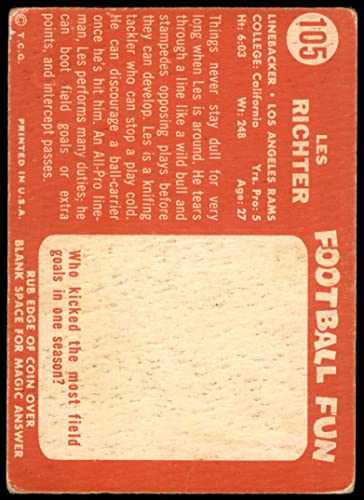 1958 Topps # 105 Les Richter Los Angeles Rams (Football Card) GOOD Rams California