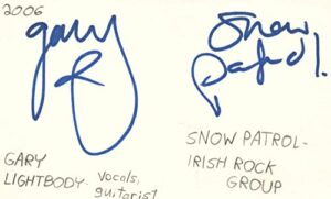 gary lightbody vocals guitarist snow patrol rock band signed index card jsa coa