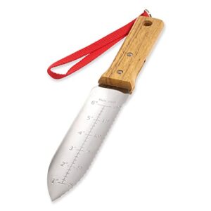 Nisaku NJP651 Hori Weeding & Digging Knife-Hardened HRC58 Edition, Authentic Tomita (Est. 1960) Japanese Stainless Steel, 7.25" Blade, Wood Handle, w/Premium Leather Sheath