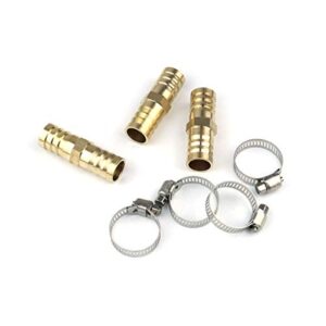 Hamineler 8 Pieces 5/8 Inch Brass Garden Hose Repair Kit, Extension Garden Hose Repair Connector with 16 Pieces Stainless Steel Clamp