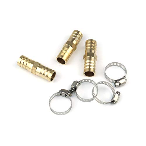 Hamineler 8 Pieces 5/8 Inch Brass Garden Hose Repair Kit, Extension Garden Hose Repair Connector with 16 Pieces Stainless Steel Clamp