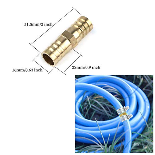 Hamineler 8 Pieces 5/8 Inch Brass Garden Hose Repair Kit, Extension Garden Hose Repair Connector with 16 Pieces Stainless Steel Clamp